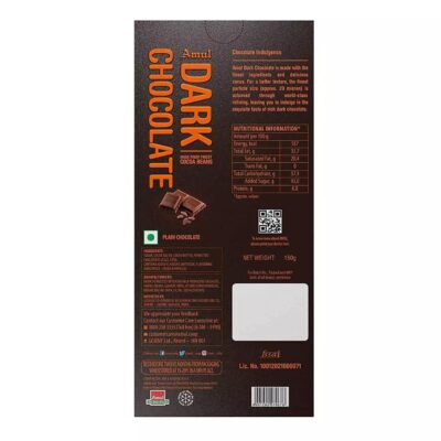 Amul Cocoa Dark Chocolate Bar 150g | Sinin