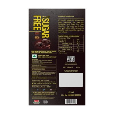 Amul Dark Chocolate Sugar Free 150g | Sinin