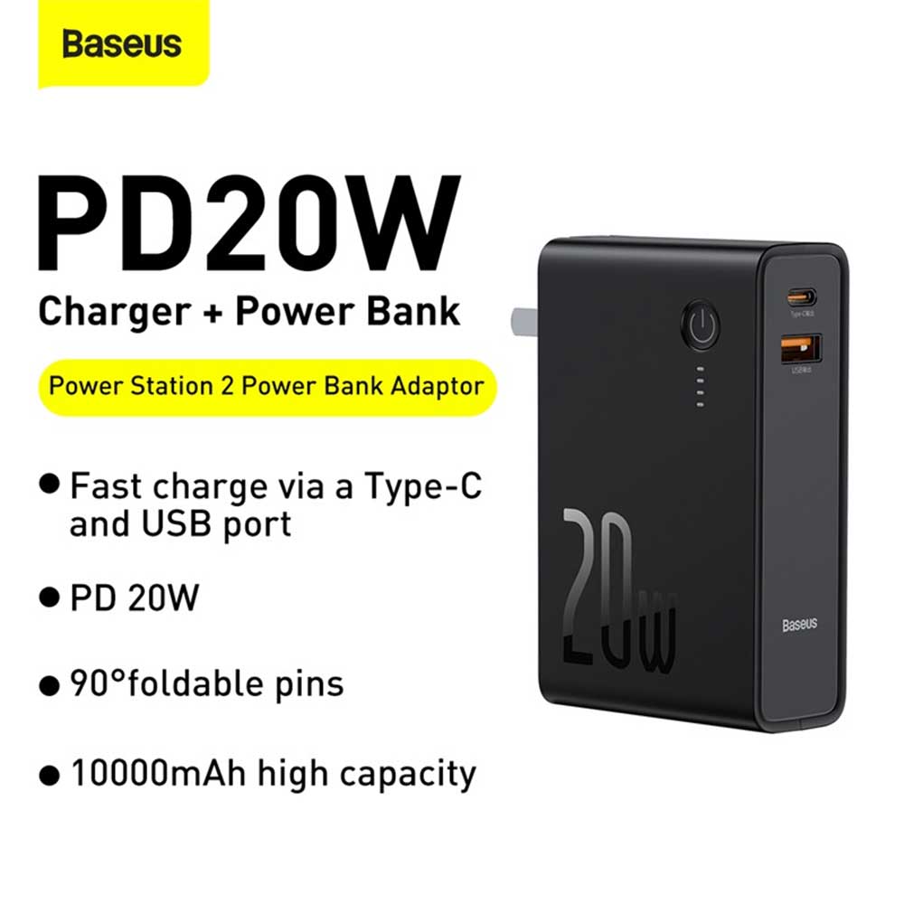 Baseus 20W Power Station 2 USB Type-C Charger 10000mah Power Bank | Sinin