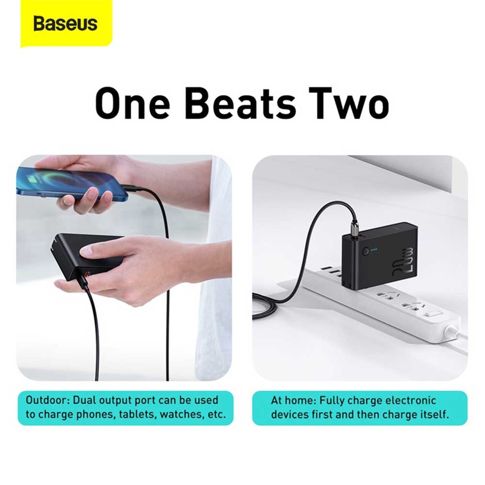 Baseus 20W Power Station 2 USB Type-C Charger 10000mah Power Bank | Sinin