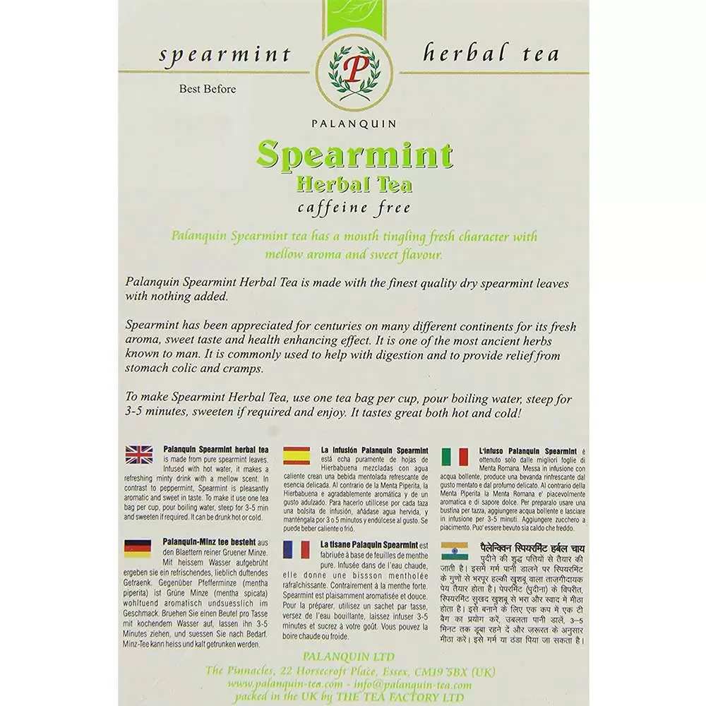 Palanquin Spearmint Herbal Tea Bags 40Pcs | Sinin