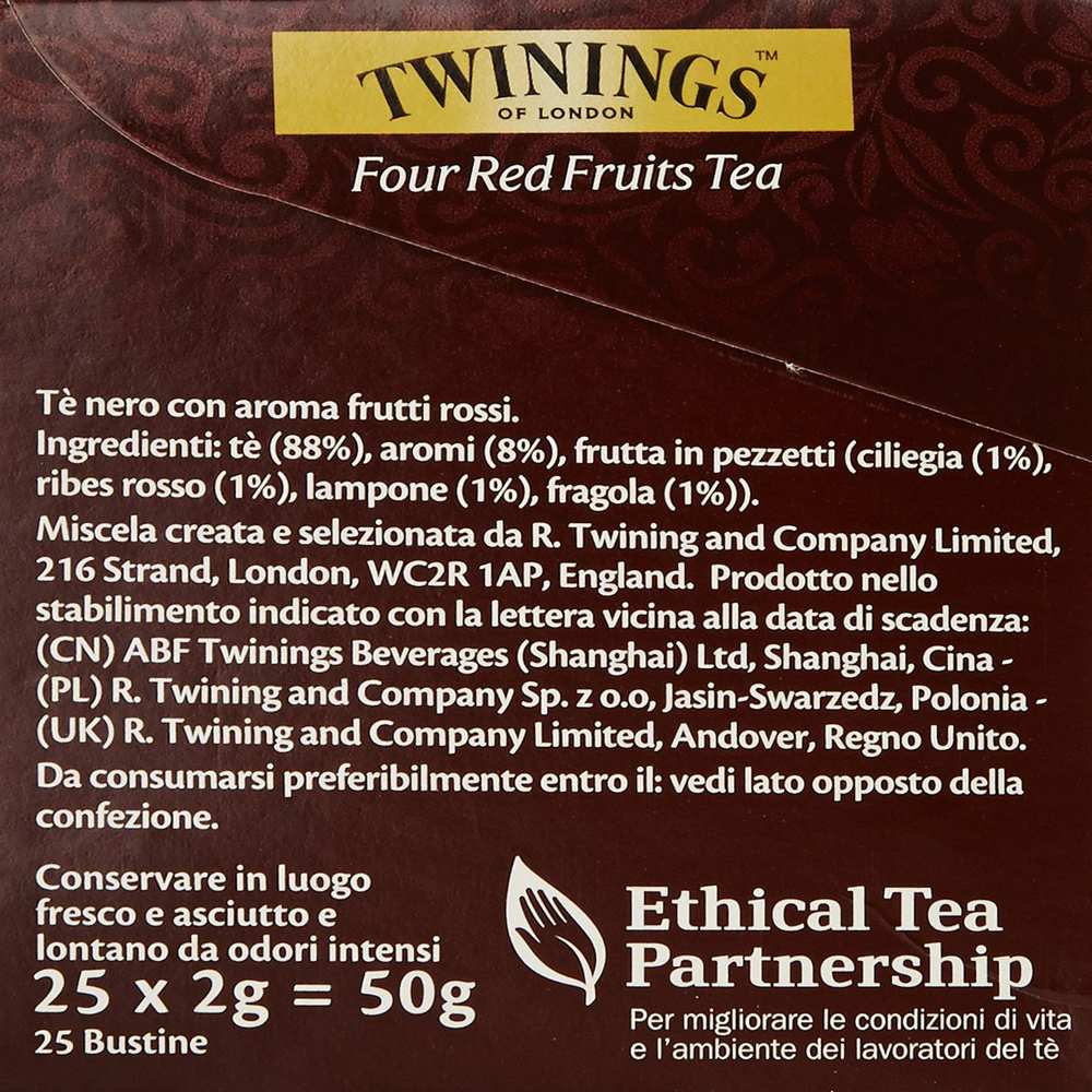 Twinings Four Red Fruits Tea Bags 25Pcs | Sinin