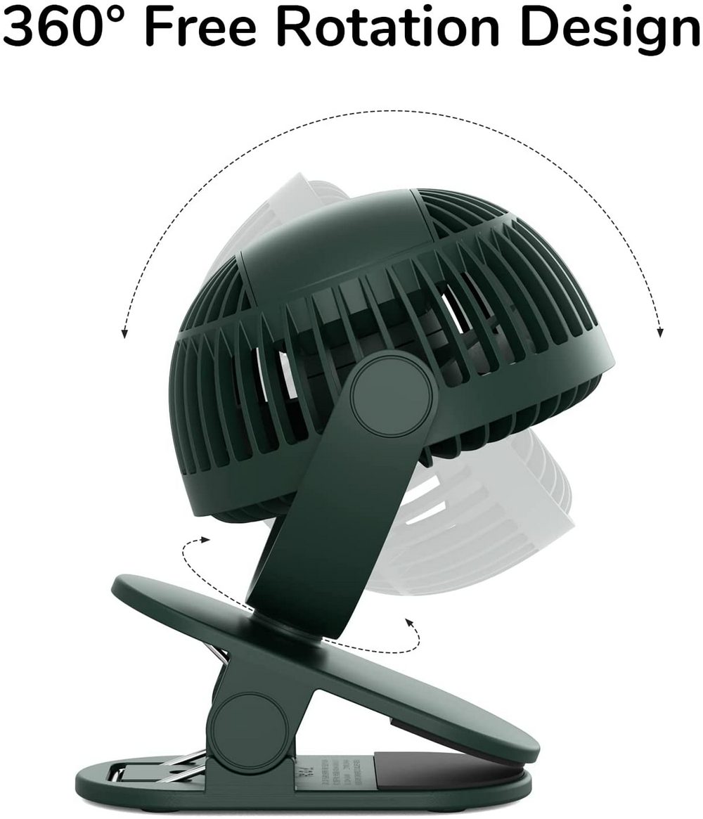 Jisulife FA29/FA29A Clip on Desk Fan 4 Speed Modes Rechargeable 4000mAh ...