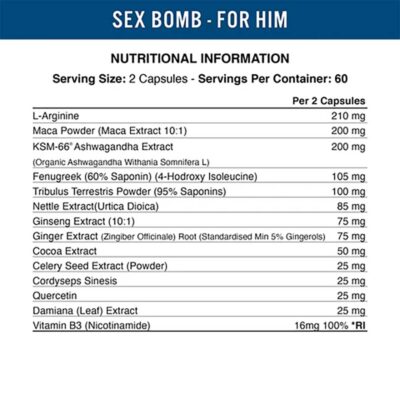 Applied Nutrition Sex Bomb for Him Sex Activator 120 Capsules | Sinin