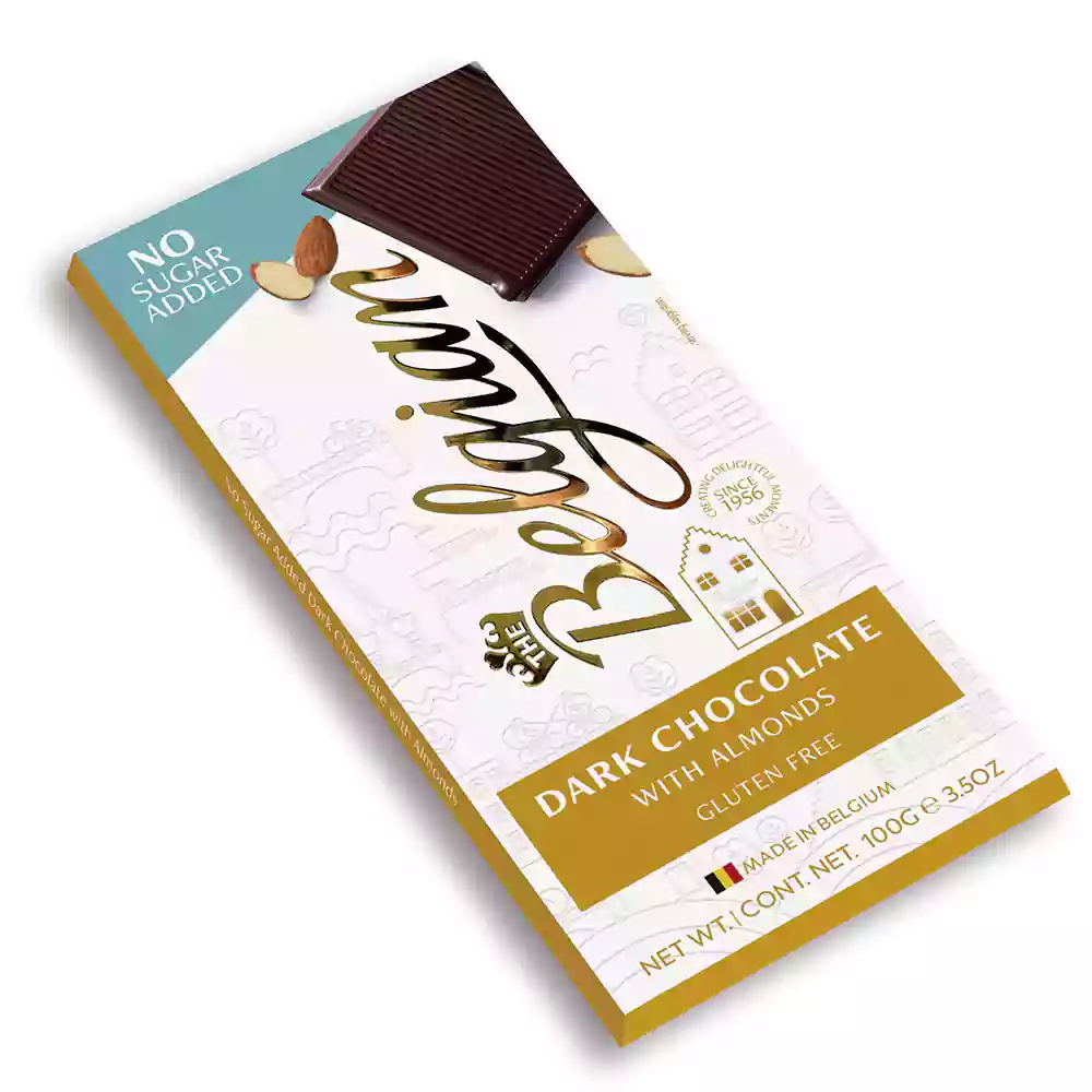 Belgian Dark Almonds Chocolate Bar 100g | Sinin