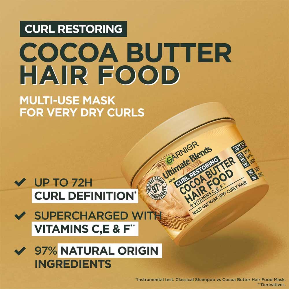 Garnier Ultimate Blends Curl Restoring Cocoa Butter Supercharged Hair ...