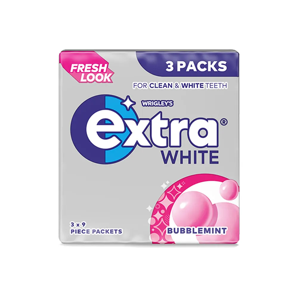 Extra White Bubblemint Chewing Gum 3X9 Pcs | Sinin