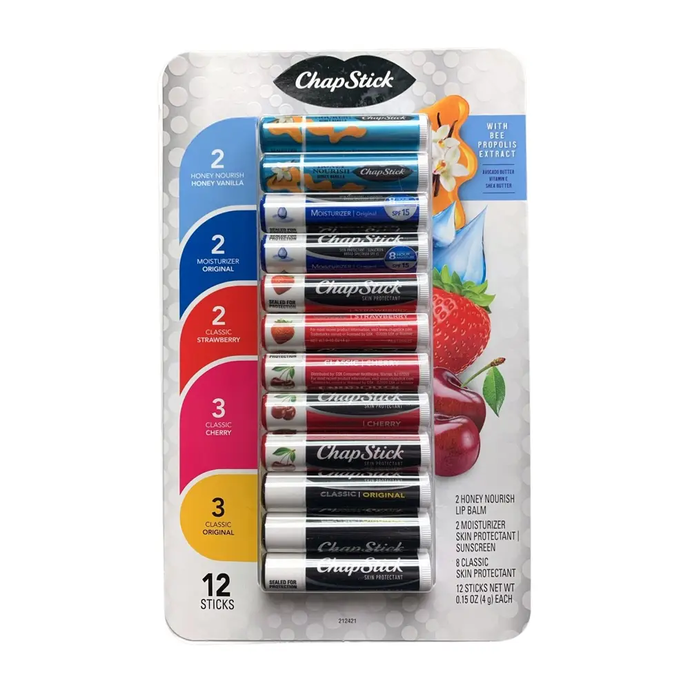 ChapStick Original, Strawberry, Cherry, Moisturizer & Honey Lip Balm 12 ...